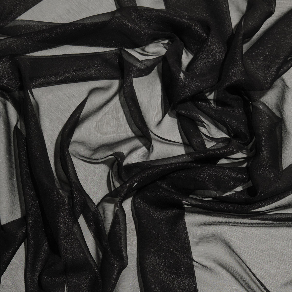 Voal de matase naturala creponat peliculizat negru