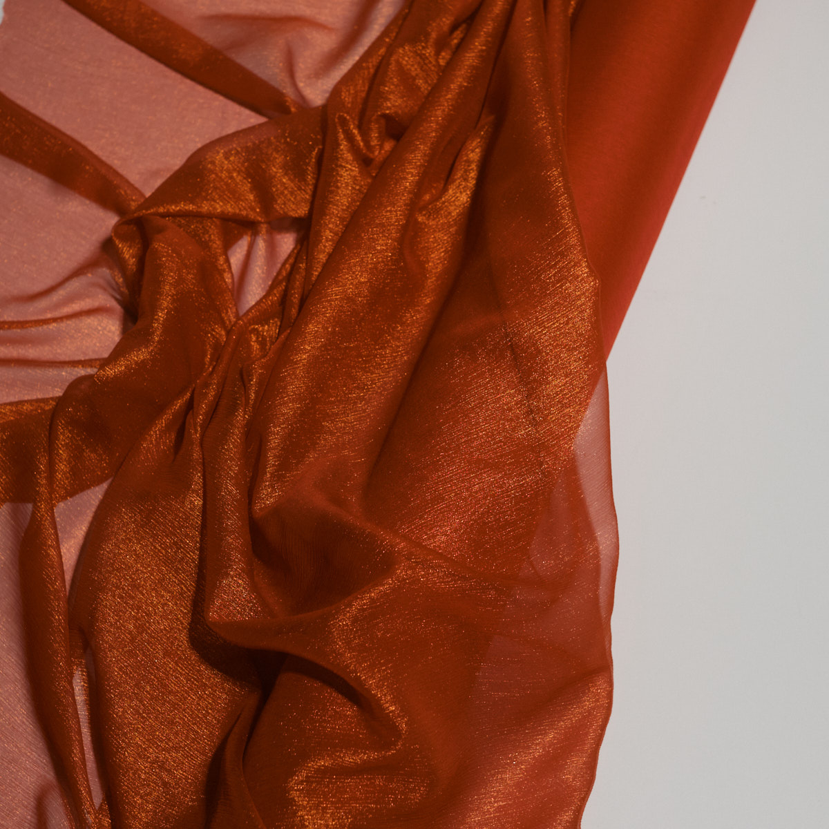 Voal de matase naturala creponat peliculizat orange