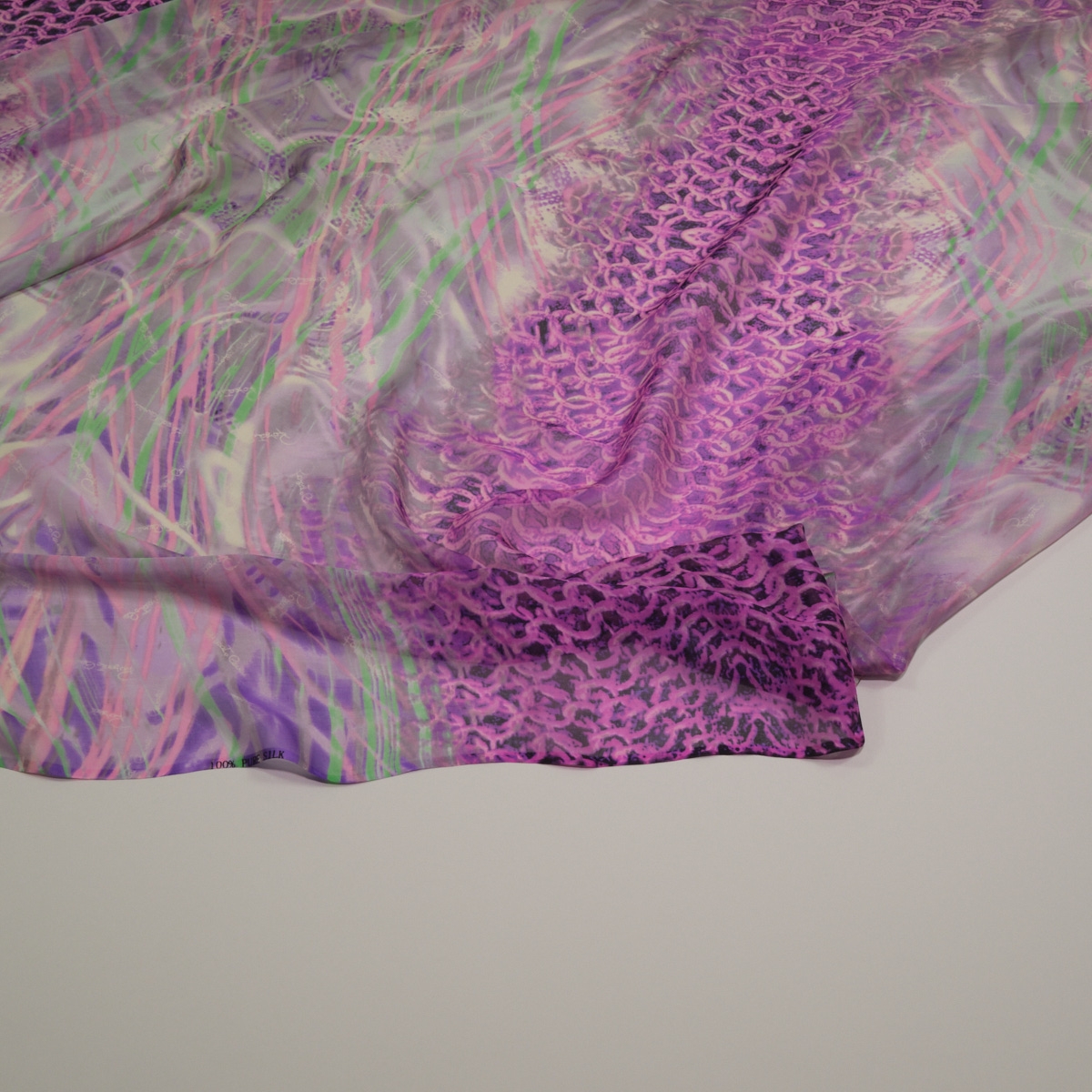 Voal de matase naturala imprimat